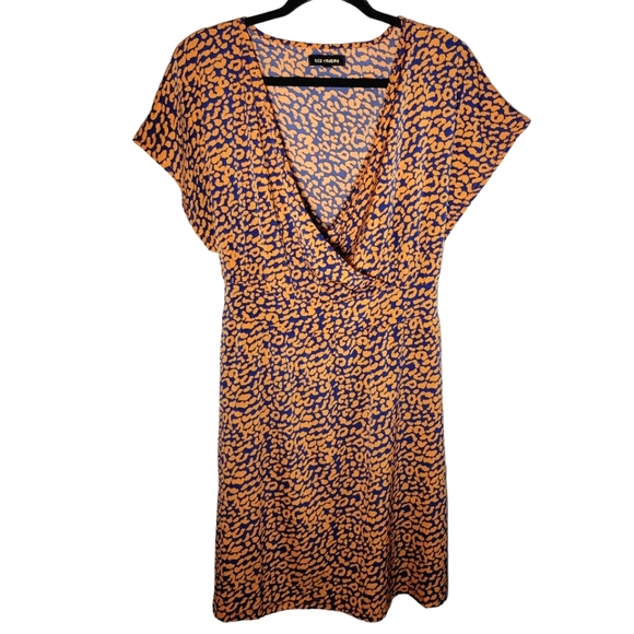 QED London | Dresses | Qed London Orange And Navy Blue Floral Print ...